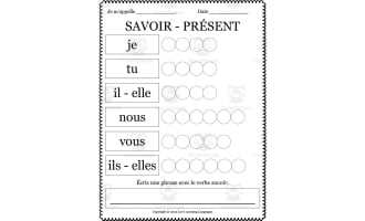 French: Savoir Conjugation Worksheet by Teach Simple
