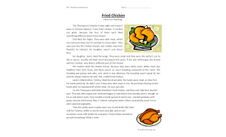Spicy Chicken Reading Comprehension Worksheet by Teach Simple