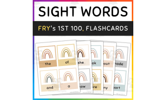 Fry Sight Word Flash Cards: 8th 100, Boho Rainbow, [SET 3] by Teach Simple