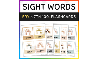 Fry Sight Word Flash Cards: 8th 100, Boho Rainbow, [SET 3] by Teach Simple