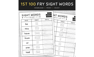 1st 100 Fry Sight Words: Trace Write Color, High Frequency Words, #1-25 ...