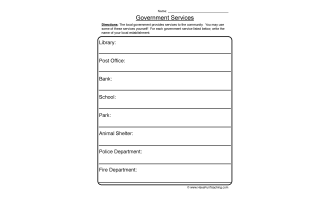 Government Functions Worksheet by Teach Simple