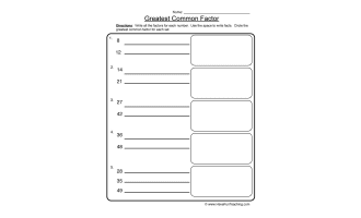 Blank Greatest Common Factor Worksheet by Teach Simple