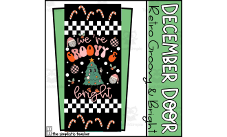 Groovy Retro Christmas Door Decoration Kit or December Bulletin Board ...