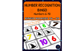 Number Recognition 6-10 Bingo - Boards 16-20 by Teach Simple