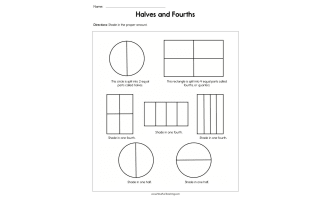 Coloring Halves Thirds Worksheet by Teach Simple