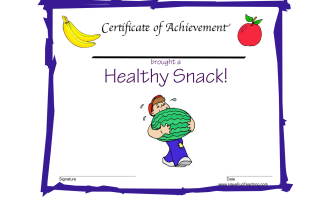 Healthy Snack Reward Certificate for Girls by Teach Simple