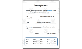 Homophones Worksheet and Activity Set 3 by Teach Simple