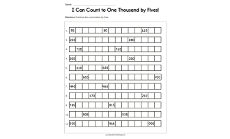 Count Fives Fill in the Blank Worksheet by Teach Simple