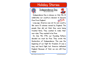 Independence Day Reading Comprehension Digital Worksheet by Teach Simple