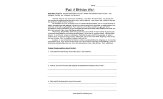 Emma's Birthday Party - Reading Comprehension Worksheet by Teach Simple