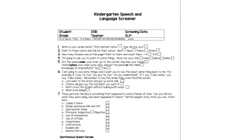 Speech/Language Screening Tool by Teach Simple