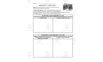 King Lear Act 2, Scenes 3-4 | Double Entry Journals by Teach Simple