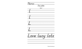 Letter L Handwriting Practice Worksheet by Teach Simple