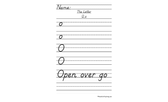 Letter O Handwriting Practice Worksheet by Teach Simple