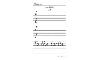 Letter T Handwriting Practice Worksheet by Teach Simple