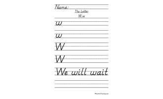 Letter W Handwriting Practice Worksheet by Teach Simple