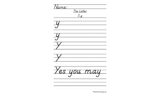 Letter Y Handwriting Practice Worksheet by Teach Simple