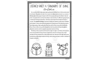Literacy Rates + Standard of Living Reading Packet by Teach Simple
