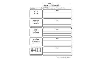 Bigger Smaller and Same Numbers Worksheet by Teach Simple