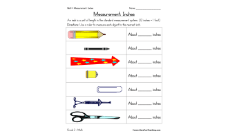 Measuring Inches Worksheet by Teach Simple