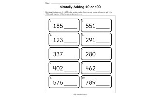 Add and Subtract 10 and 100 Word Problems Worksheet by Teach Simple