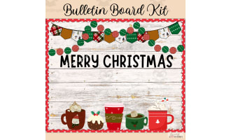 Merry and Bright Christmas Bulletin Board Kit, Door Decoration Set, or ...