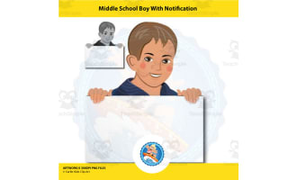 Middle School Girl with Notification Clipart by Teach Simple