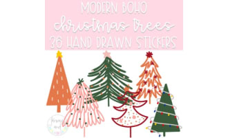 Boho Christmas Trees Digital Paper by Teach Simple