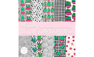 Modern Tropical Leaves Digital Paper | 12" x 12" by Teach Simple