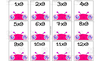 Dinosaur Multiplication Colored Cards x9 by Teach Simple
