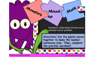 Mystery Monster Math Unknown Factors Activity by Teach Simple
