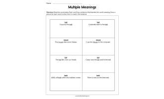 Multiple Meanings Words Worksheet by Teach Simple