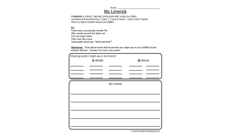 Limerick Fill in the Blank Worksheet by Teach Simple