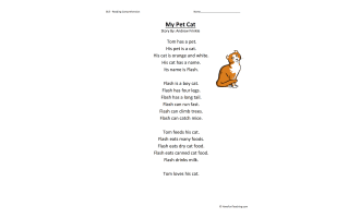 My Pet Pig Reading Comprehension Worksheet by Teach Simple