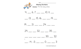 Ordering Positive and Negative Numbers Worksheet by Teach Simple