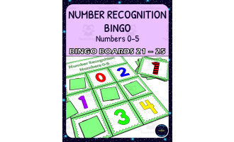 Number Recognition 0-5 Bingo - Boards 11-15 by Teach Simple