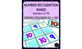 Number Recognition 6-10 Bingo - Boards 26-30 by Teach Simple