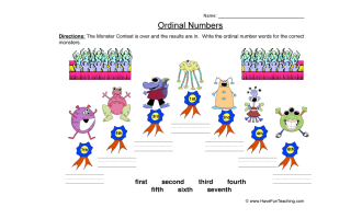 Ordinal Numbers Labels Worksheet by Teach Simple