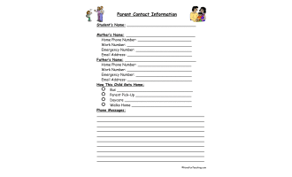 Parent Volunteer Form by Teach Simple