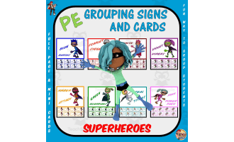 PE Grouping Signs + Cards: Adventurers Theme by Teach Simple