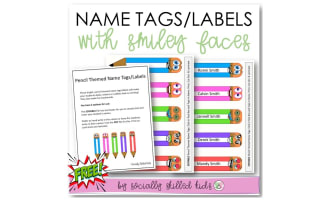 Pencil Themed Name Tags and Labels by Teach Simple