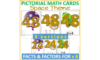 Pictorial Math Multiplication Flashcards | SPACE x6 by Teach Simple