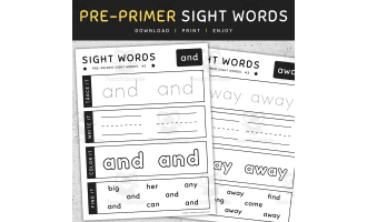 Pre-primer Sight Words: Pre-K Read, Trace and Write Worksheets, [SET 4 ...