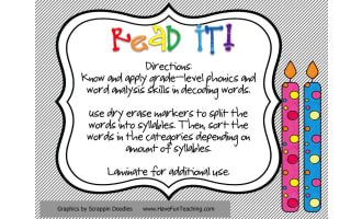 Word Baskets Syllables Activity by Teach Simple