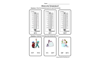 Thermometer Differences Worksheet by Teach Simple
