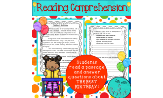 Reading Comprehension Passage with Questions: First Day of School by ...