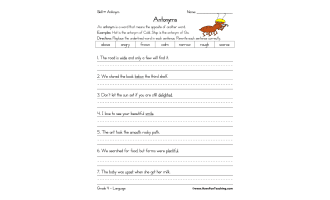 Antonym Fill in the Blank Worksheet by Teach Simple