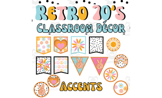 Retro 70s Classroom Decor Middle and High School Bulletin Board Letters ...