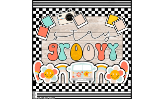 Groovy and Bright Retro Christmas Door Decoration Kit or December ...